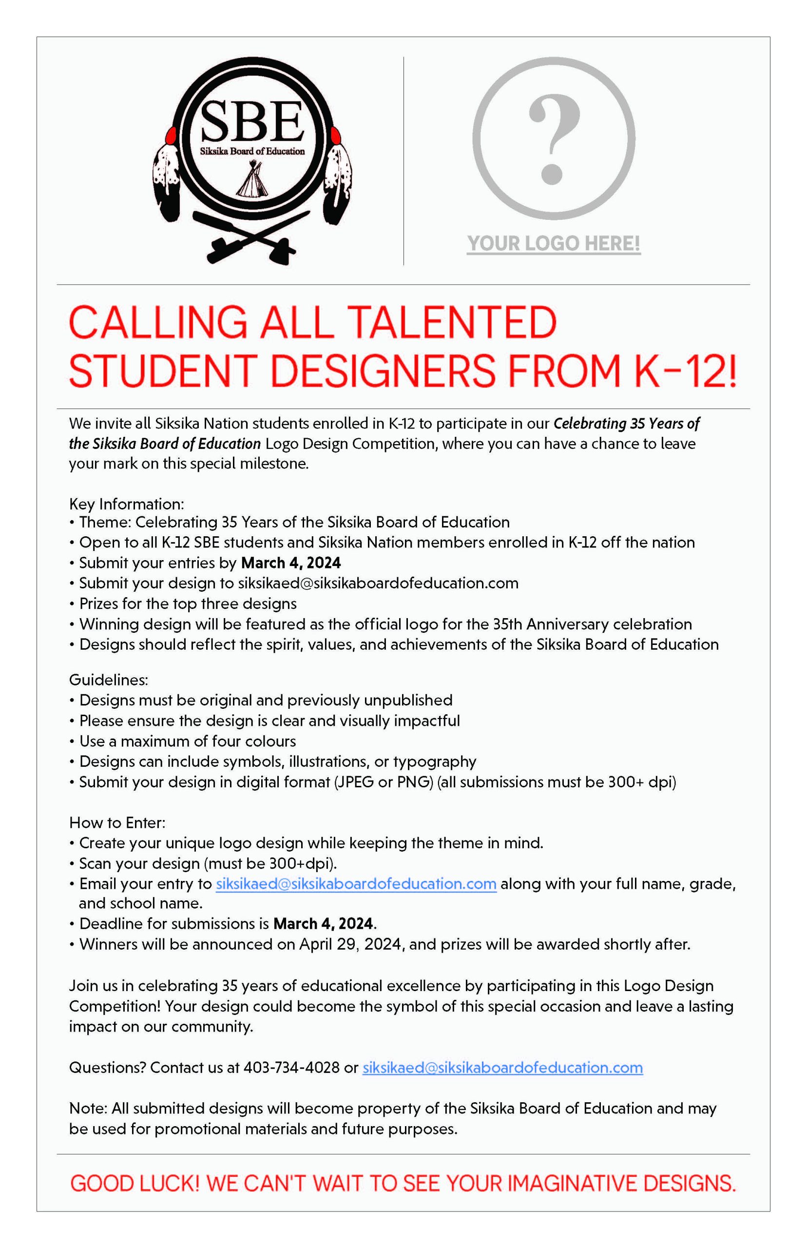 Logo Contest! – Siksika Board of Education